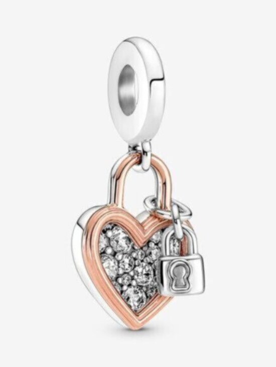 Pandora | Jewelry | Pandora Heart Padlock Double Dangle Charm | Poshmark